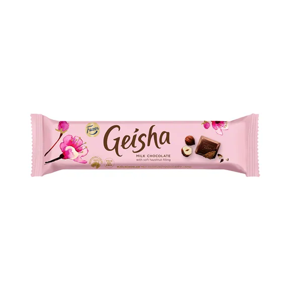 Geisha milk chocolate with soft hazelnut filling 37 g - Fazer.com