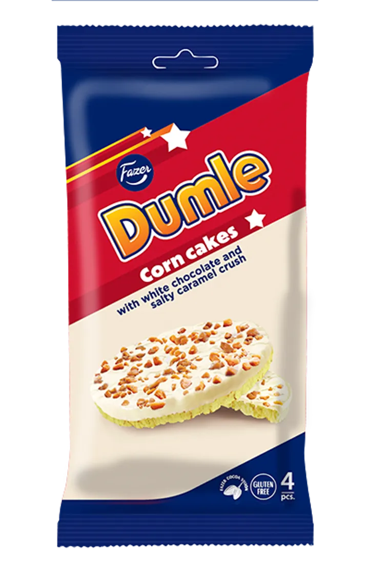 Dumle maissikakku valkosuklaalla ja suolaisella karamellilla 4kpl 66g ...