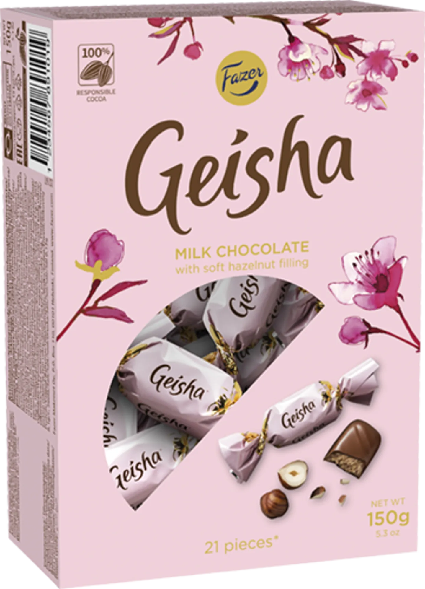 Geisha Milk chocolate with soft hazelnut filling 150 g - Fazer.com
